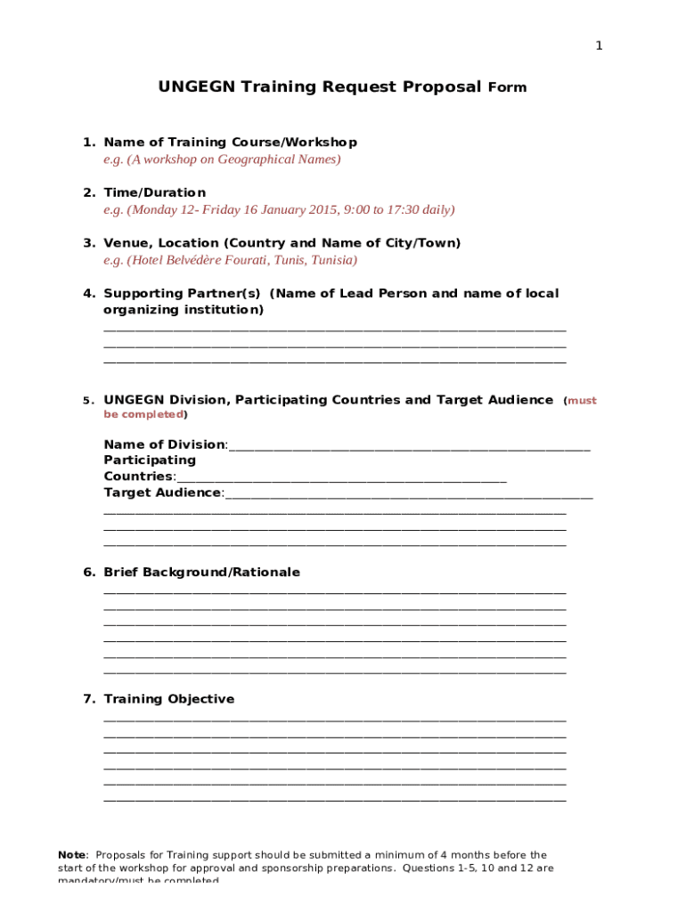 Training request proposal - unstats un Doc Template | pdfFiller