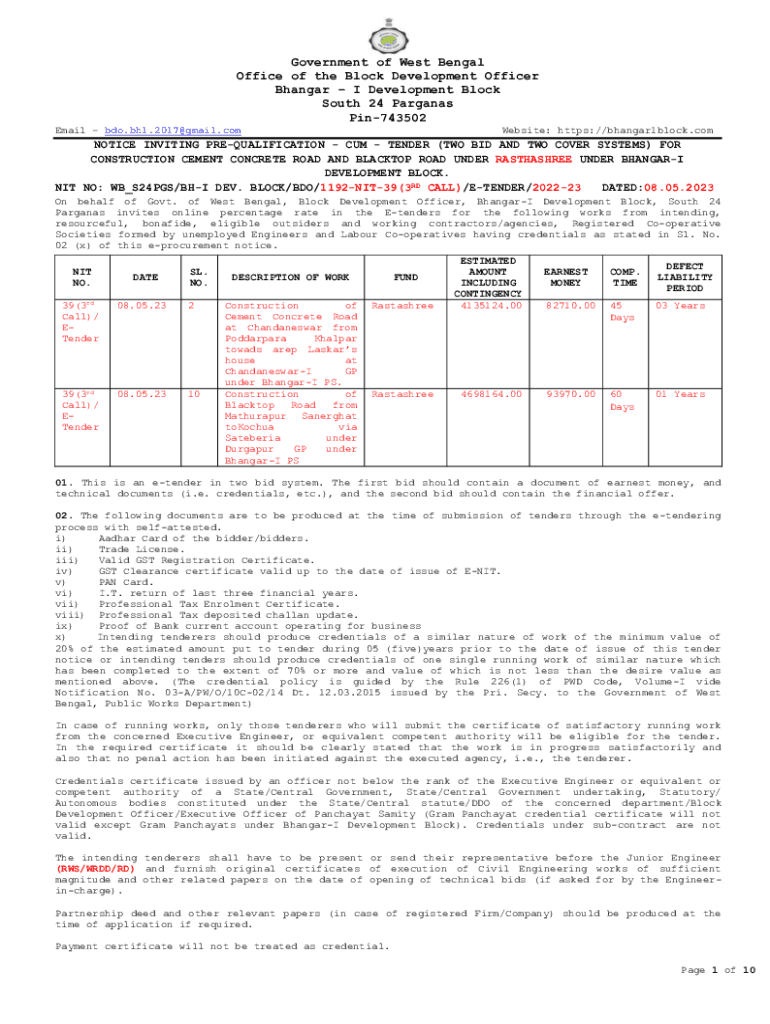 Fillable Online s24pgs gov Block Officials - Bhangar-I Development ...