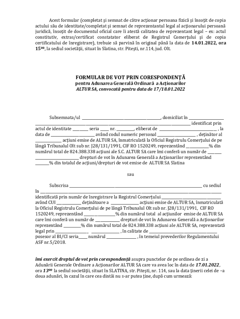 Fillable Online Acest formular (completalt i semnat de ctre acionar ...