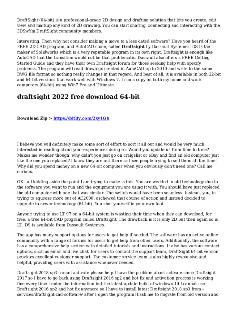 Fillable Online DraftSight Download - Create, edit, view, and mark up any ... Fax Email Print ...