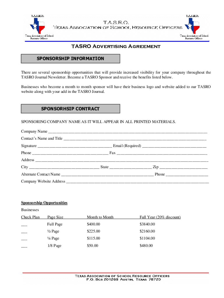 Fillable Online Texas Association of School Resource Officers ...