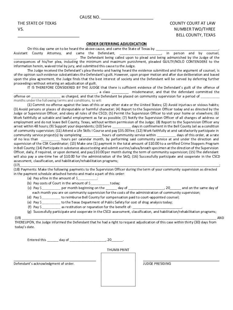 Fillable Online the state of texas county court at law vs. number two ...