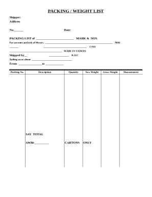 Combimed Commercial Invoice and Packing List Doc Template | pdfFiller