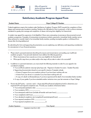 Fillable Online Satisfactory Academic Progress (SAP)Student Awards ... Fax Email Print - pdfFiller