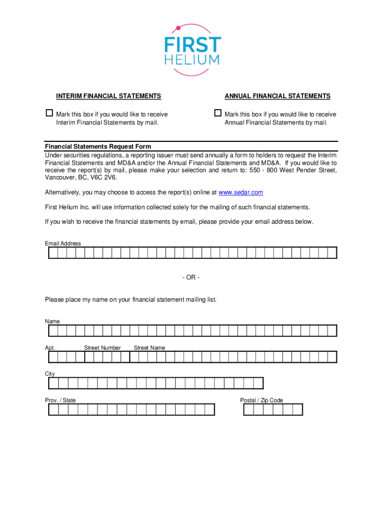 Fillable Online Interim Financial Statements - What Are They, Example ...