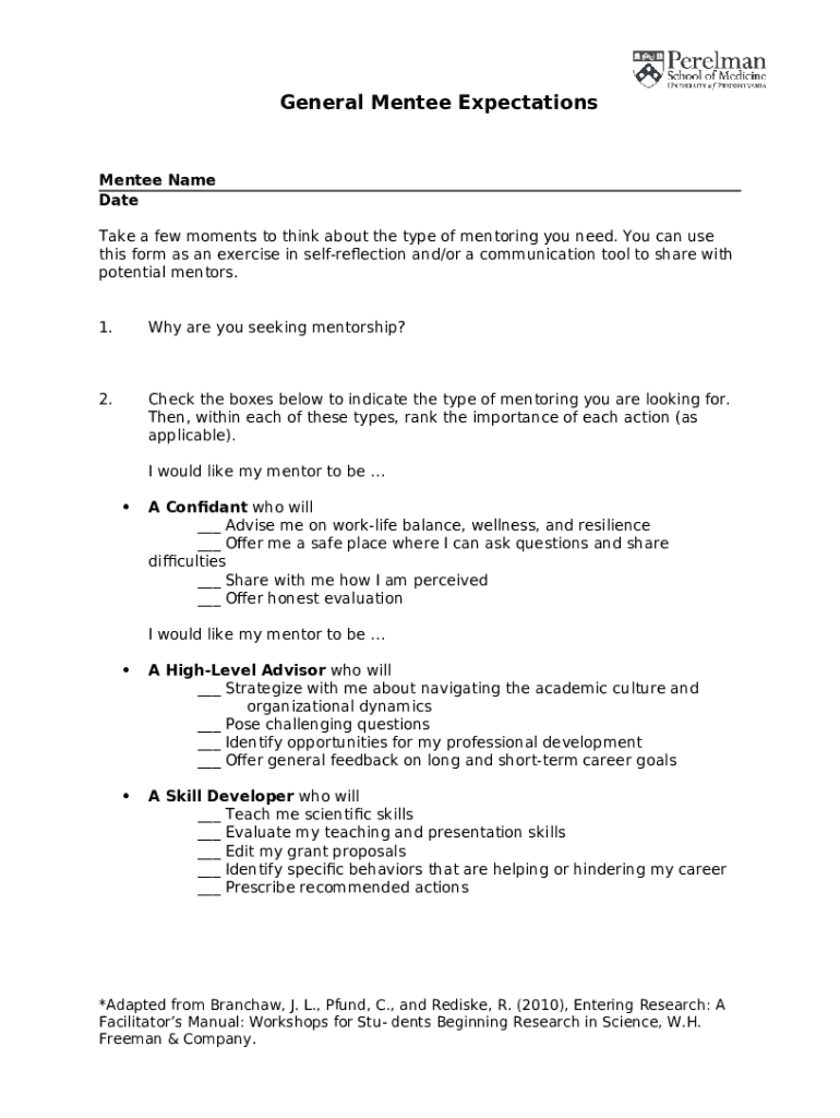 Self-Reflection: A Key to Trusting Mentoring Relationships Doc Template | pdfFiller