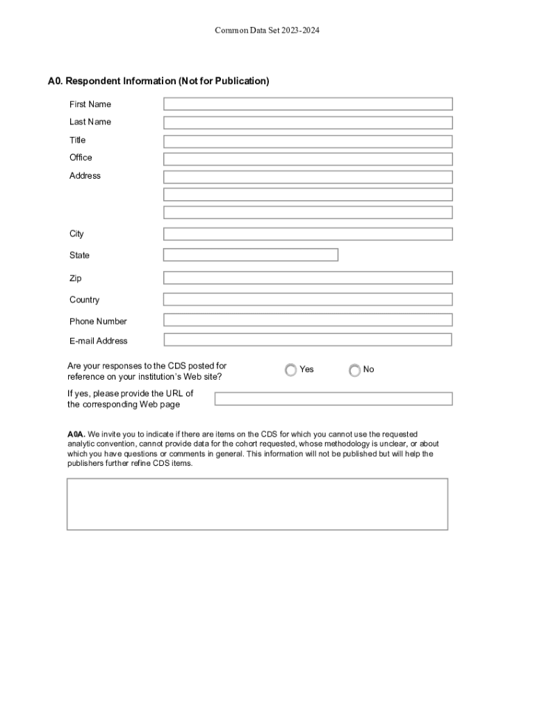 Fillable Online Welcome to the 2023-2024 Common Data Set collection Fax Email Print - pdfFiller