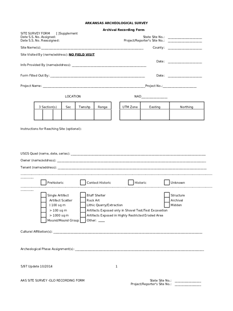 Archival Recording (no field visit) - archeology uark Doc Template ...