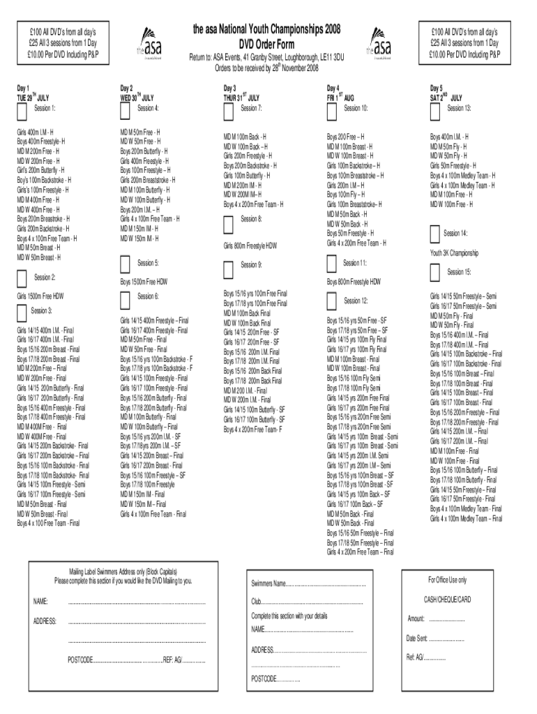 Fillable Online Youth DVD order form.doc Fax Email Print - pdfFiller