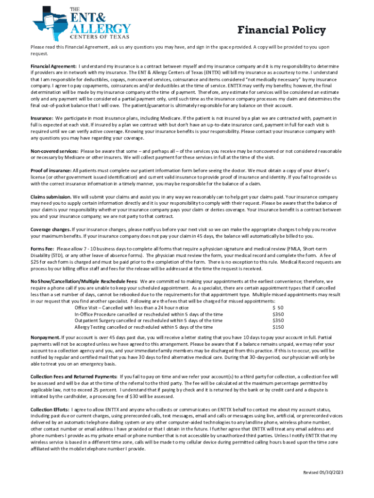Fillable Online Financial Policies and Patient Payment Agreement Fax ...