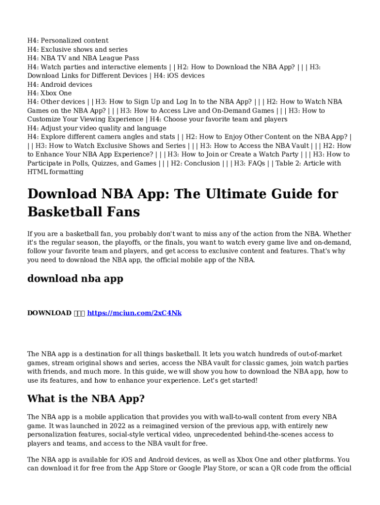 Fillable Online NBA League Pass - Stream Live NBA Action Anytime, Anywhere Fax Email Print ...