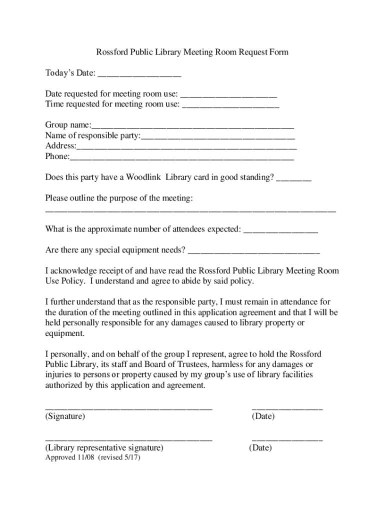 Fillable Online Meeting Room Use Application Form.pdf Fax Email Print ...