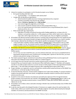 Fillable Online 4-H Market Livestock Program - Cornell Cooperative ...