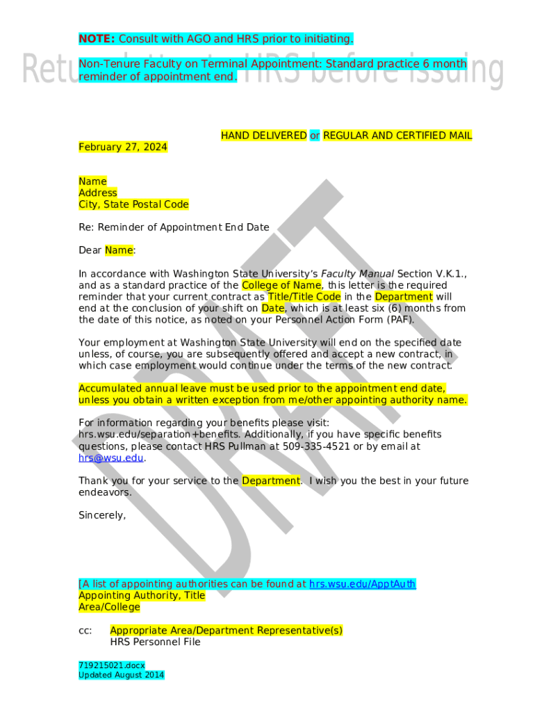 Full Time Academic Workload Offer Letter - WSU HRS - hrs wsu Doc ...