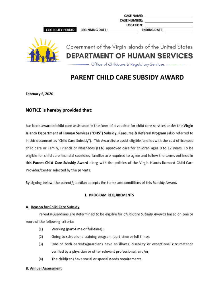 Fillable Online Application for childcare subsidy for student parents ...
