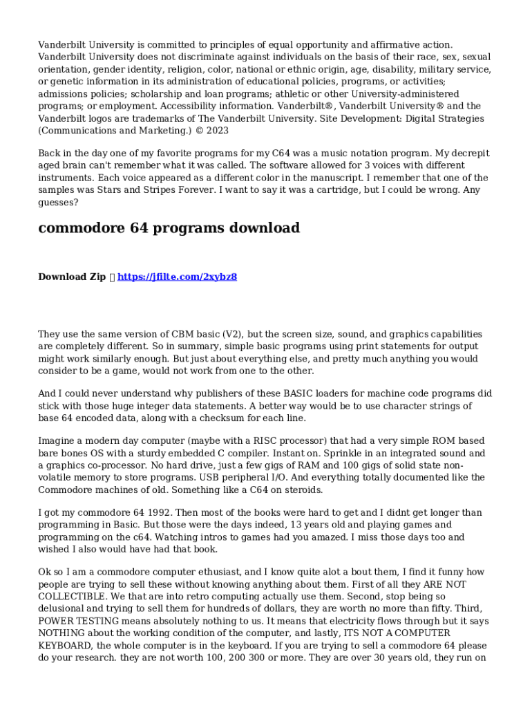 Fillable Online Commodore 64 Programs Download Fax Email Print - pdfFiller