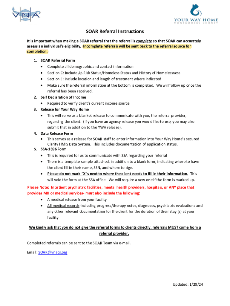 Fillable Online SOAR (SSI/SSDI Access, Outreach & Recovery) Frequently ... Fax Email Print ...