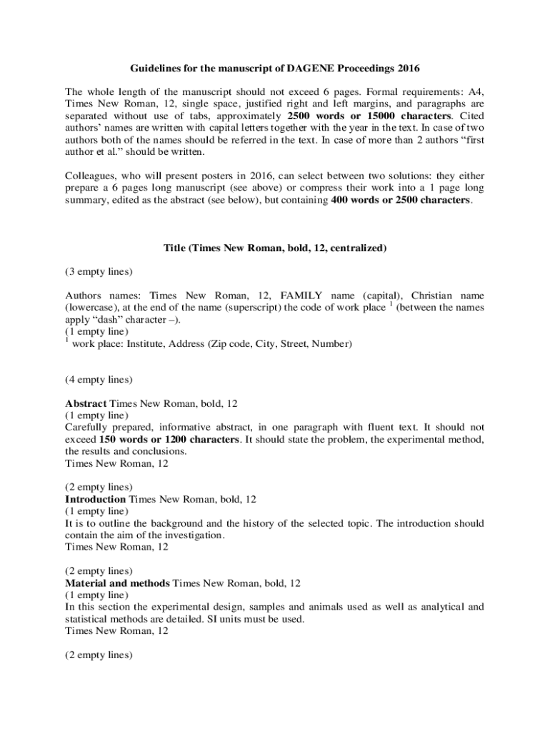 Fillable Online Instructions for preparing your manuscript for the ... Fax Email Print - pdfFiller