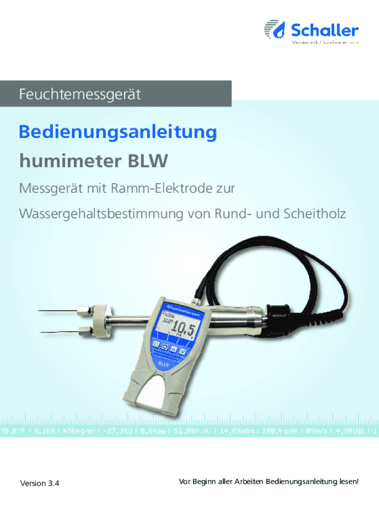 Ausfüllbar Online Humimeter BLW Round Timber Moisture Meter and Split ...