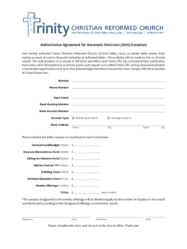 Fillable Online Form - Automatic Electronic Donations Fax Email Print ...
