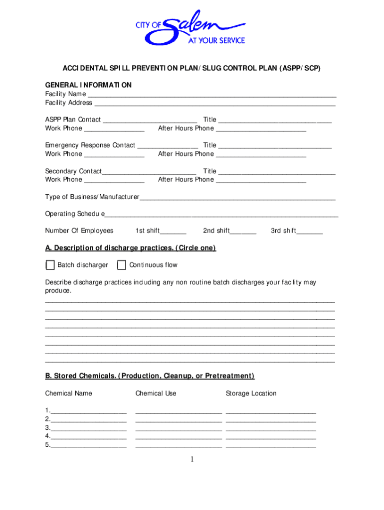 Fillable Online Accidental Spill Plan/Slug Control Plan Manual Fax ...