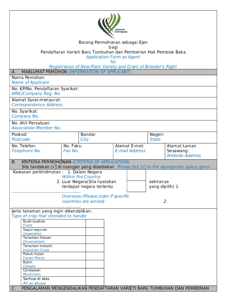 SI039: Plant Variety Protection, Procedure for granting ... - pvpbkkt doa gov Doc Template ...