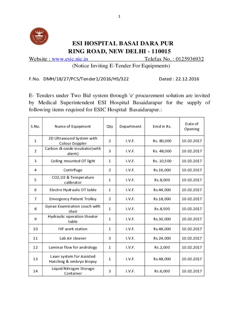 Fillable Online ESI HOSPITAL BASAI DARA PUR Fax Email Print - pdfFiller