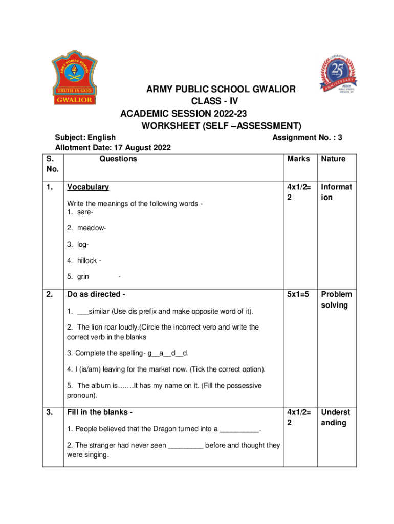 Fillable Online armyschoolgwalior edu IV ACADEMIC SESSION 2022-23 ...