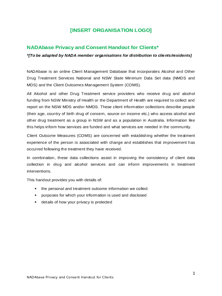 Privacy and consent for clients - NADA - nada org Doc Template | pdfFiller