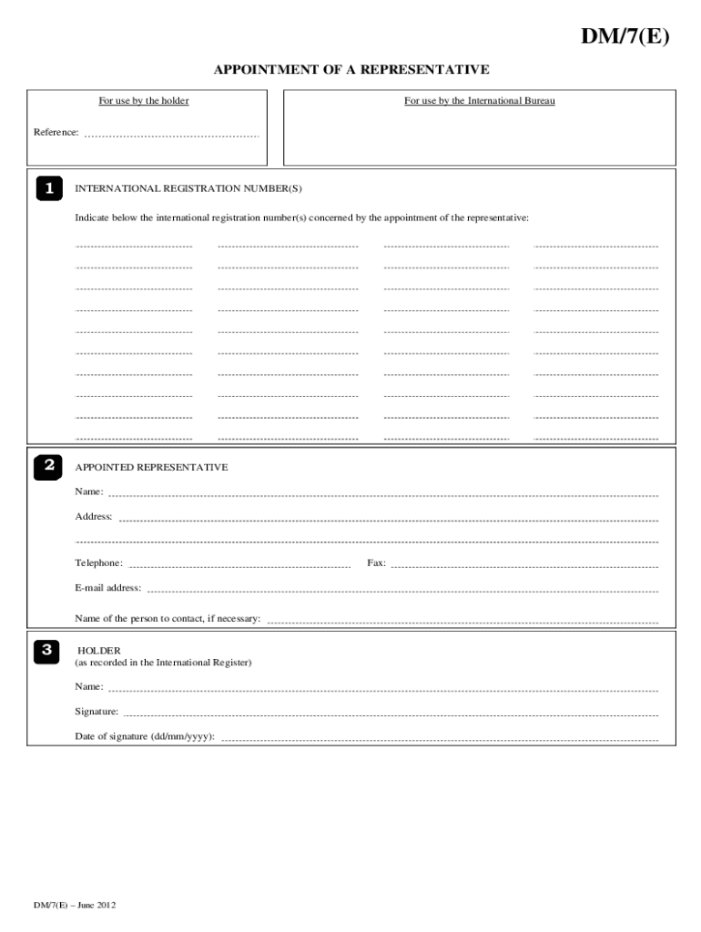 Fillable Online Form DM/7 (Hague System for the International ...