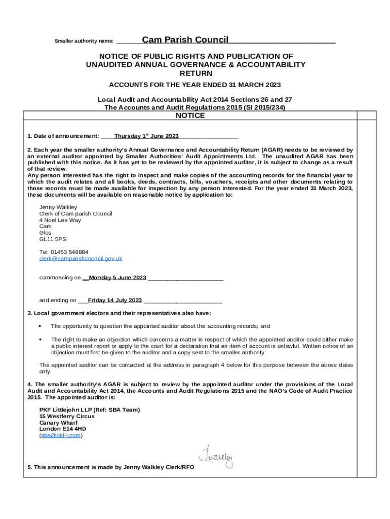 Public Rights - Unaudited Return Doc Template | pdfFiller