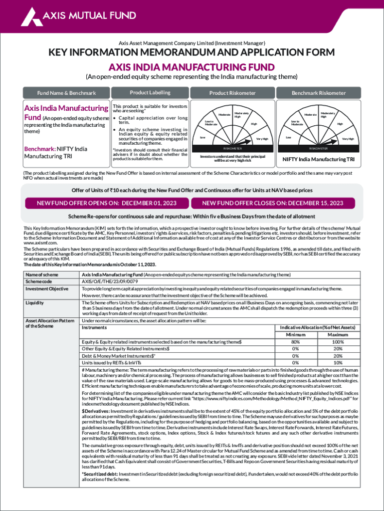 Fillable Online 20230914003-Axis India Manufacturing Fund-KIM and FORM-MERAGE.cdr Fax Email ...