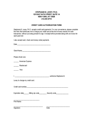 Fillable Online Credit & Debit Card Authorization Form Fax Email Print - pdfFiller