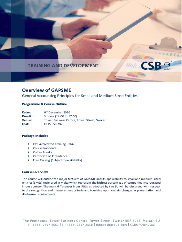 Fillable Online GAPSME - General Accounting Principles for Small and ... Fillable Online GAPSME - General Accounting Principles for Small and ...