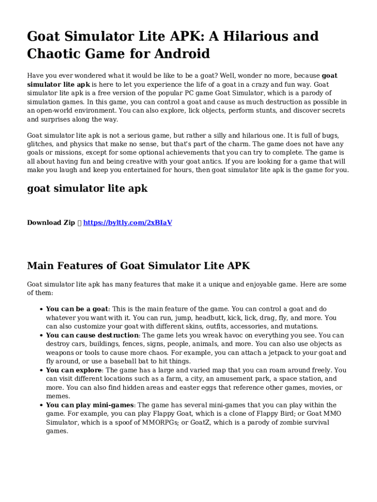 Fillable Online Is Goat Simulator the first game to celebrate the art ...