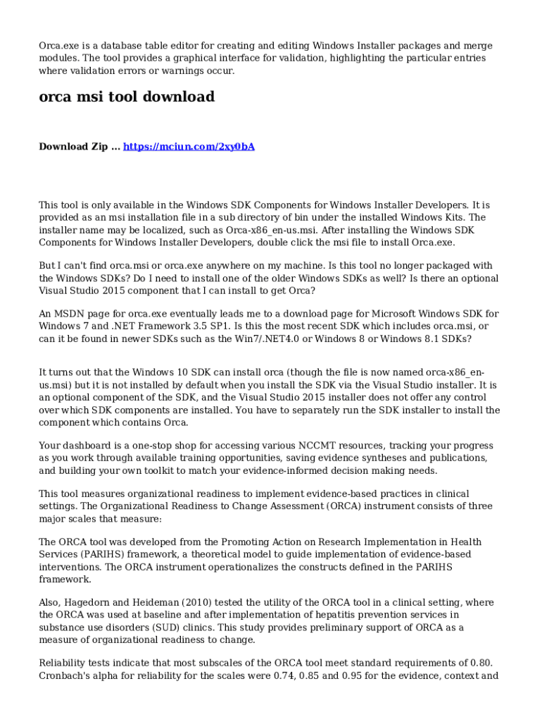 Fillable Online Microsoft's Orca.exe is a database table editor for MSI and ... Fax Email Print ...