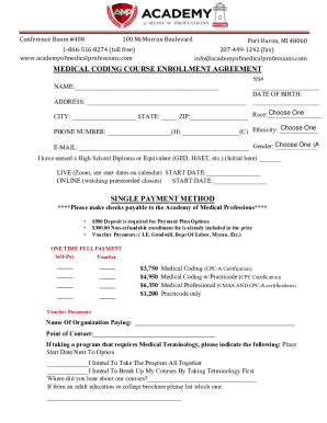 Fillable Online Medical Coding Course Enrollment Agreement Fax Email ...