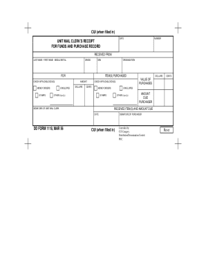 Fillable Online DD Form 1118, "UNIT MAIL CLERK'S RECEIPT FOR ... Fax ...