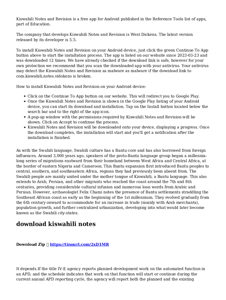 Fillable Online Kiswahili Notes and Revision - Apps on Google Play Fax ...