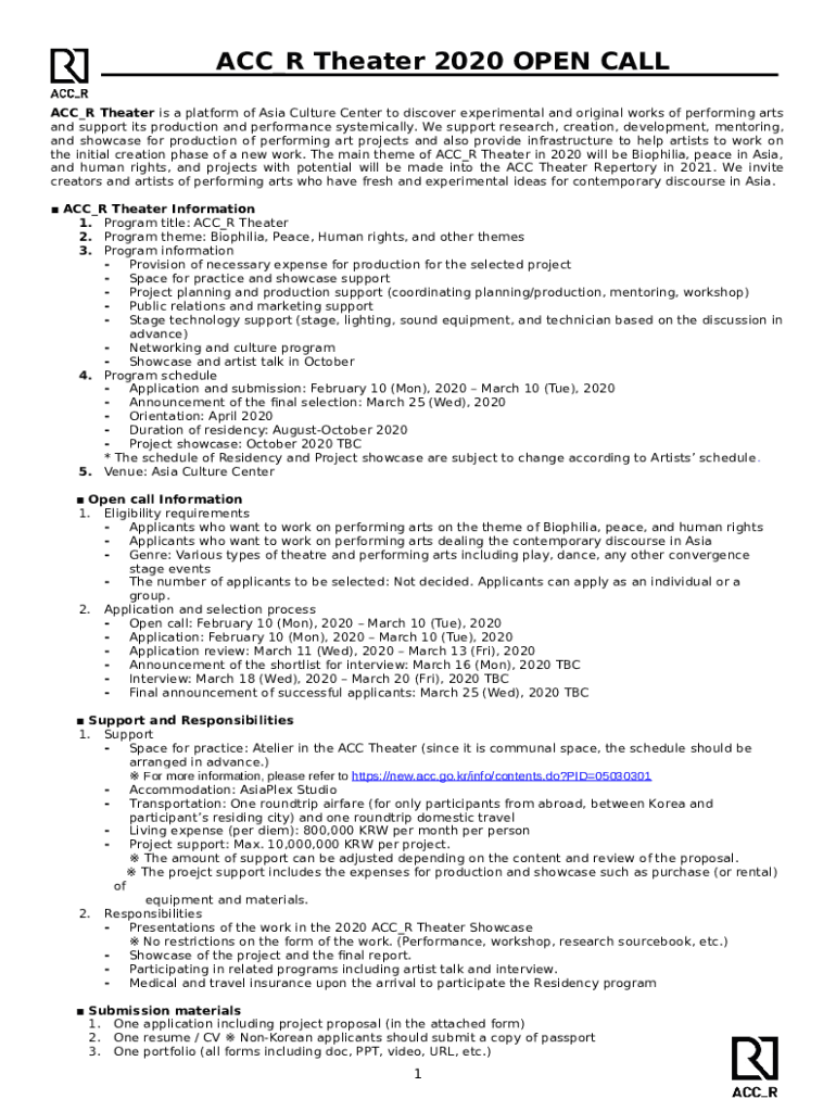 KoreaAsia Culture Center ACCR Residency programs ... Doc Template ...