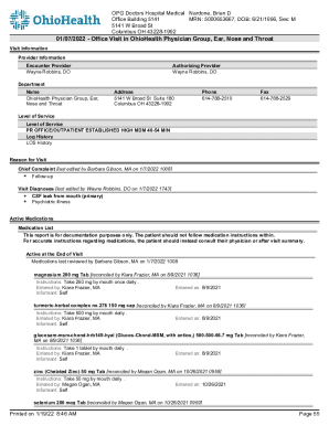Fillable Online Office Visit in OhioHealth Physician Group, Ear, Nose ...