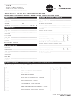 Fillable Online Applied Behavioral Analysis (ABA) Authorization Request ...