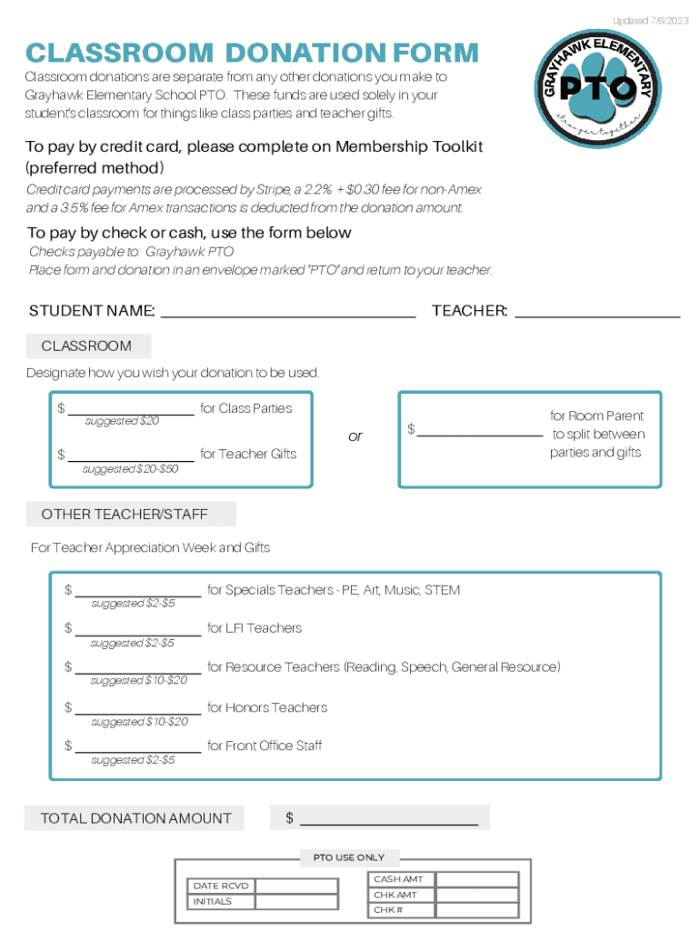 Fillable Online Classroom Donation Form Fax Email Print - pdfFiller