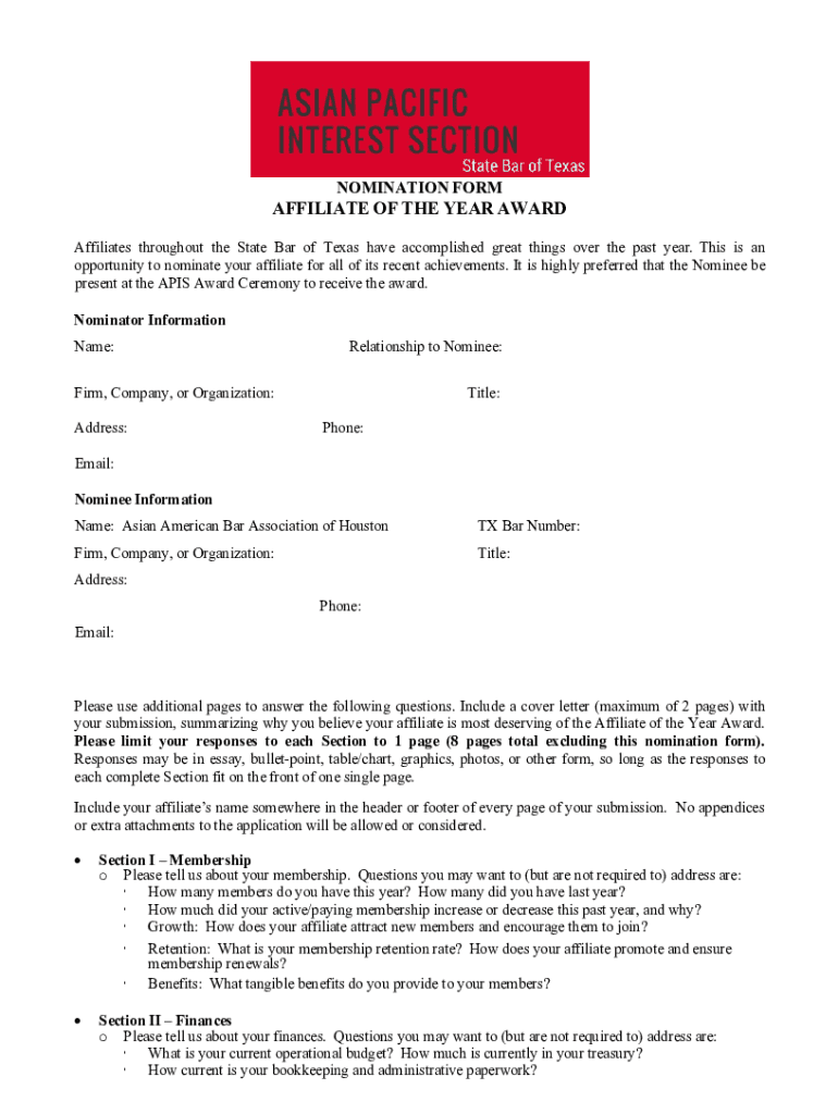 Fillable Online LSBOT Nominations Form Fax Email Print - pdfFiller