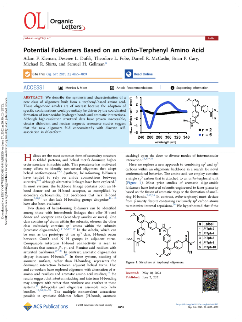Fillable Online Potential Foldamers Based on an ortho- Terphenyl Amino ...