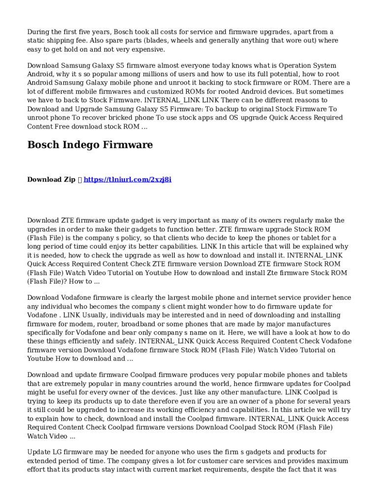 Fillable Online Bosch Indego Firmware Fax Email Print - pdfFiller Fillable Online Bosch Indego Firmware Fax Email Print - pdfFiller