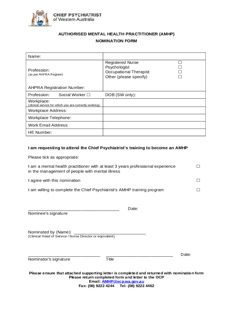 Official RegisterAuthorised Mental Health Practitioners Doc Template ...