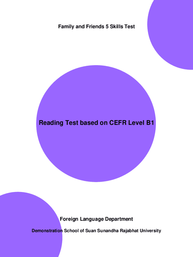 Fillable Online Reading Test based on CEFR Level B1 Fax Email Print ...