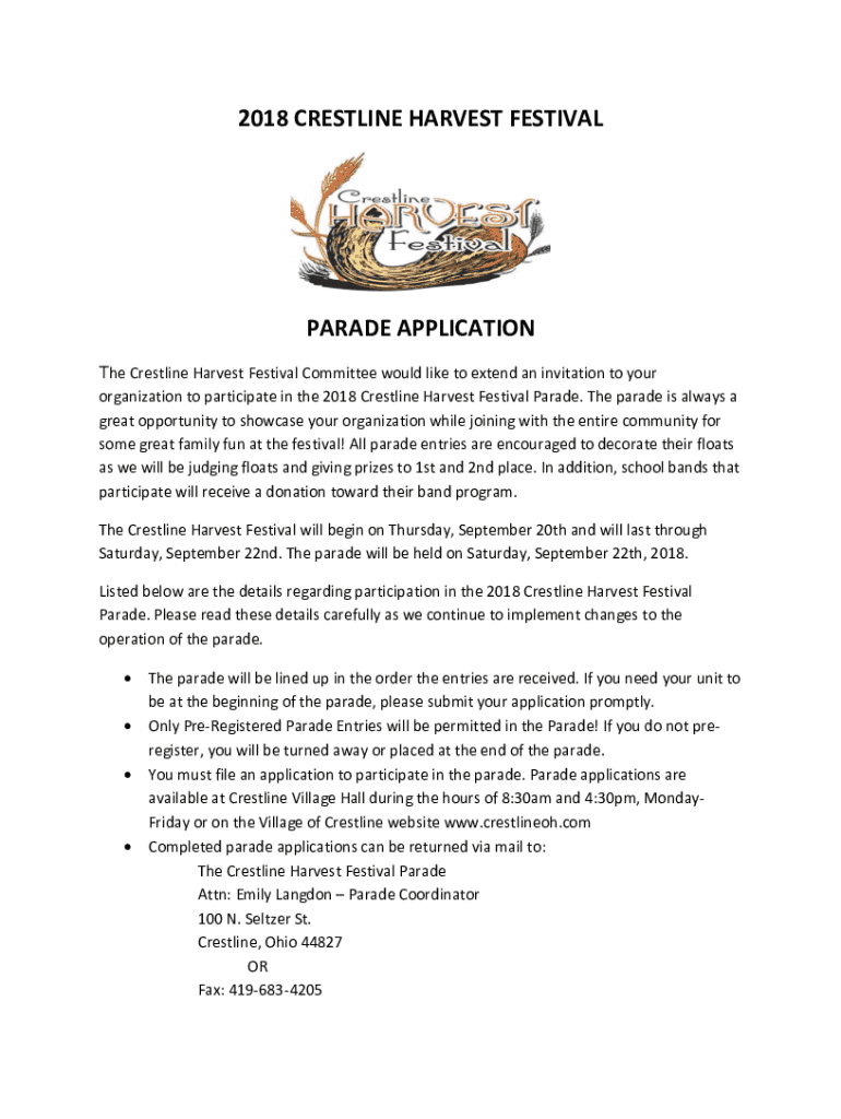 Fillable Online Bringing the 'harvest' back to the Crestline Harvest Festival Fax Email Print ...