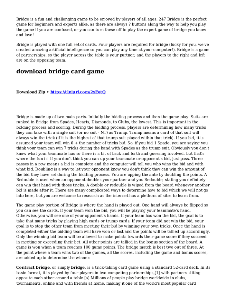 Fillable Online Tricky Bridge: Learn & Play - Apps on Google Play Fax Email Print - pdfFiller